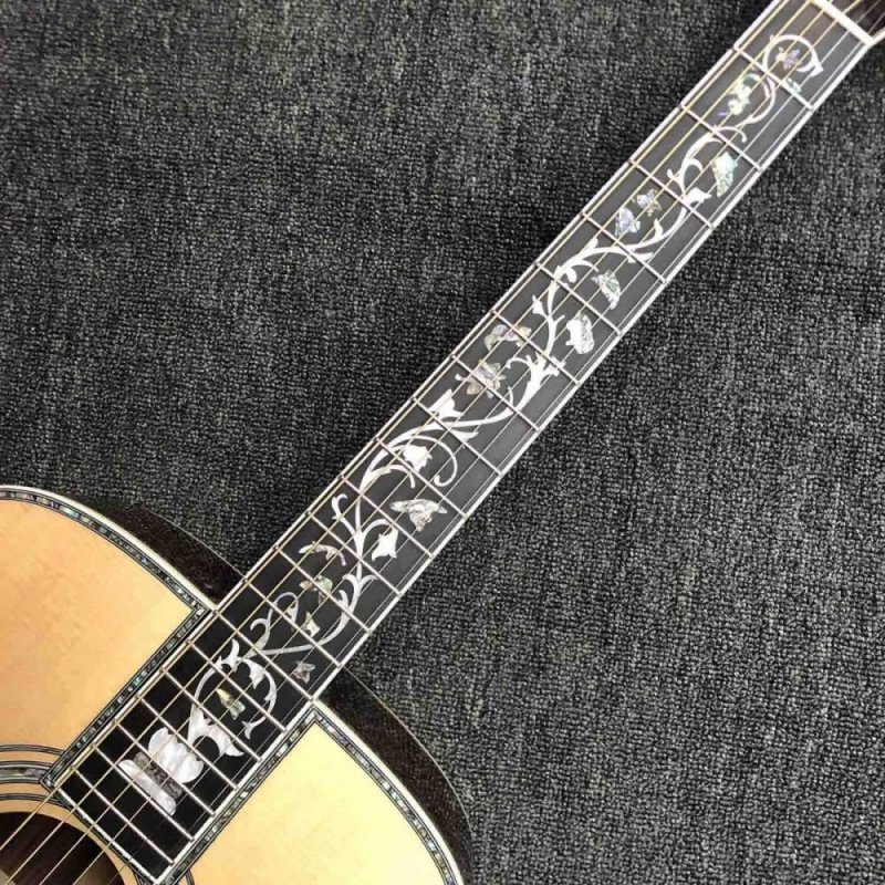 Solid Spruce Top Real Abalone Inlays Binding Deluxe Acoustic Guitar ...