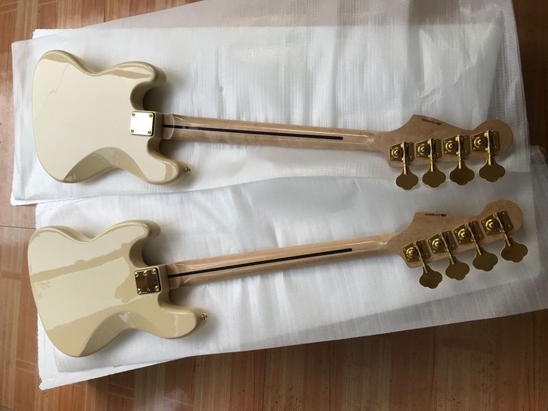 2022 High Quality 4 Strings JAZZ BASS in Cream Body Color with Gold ...