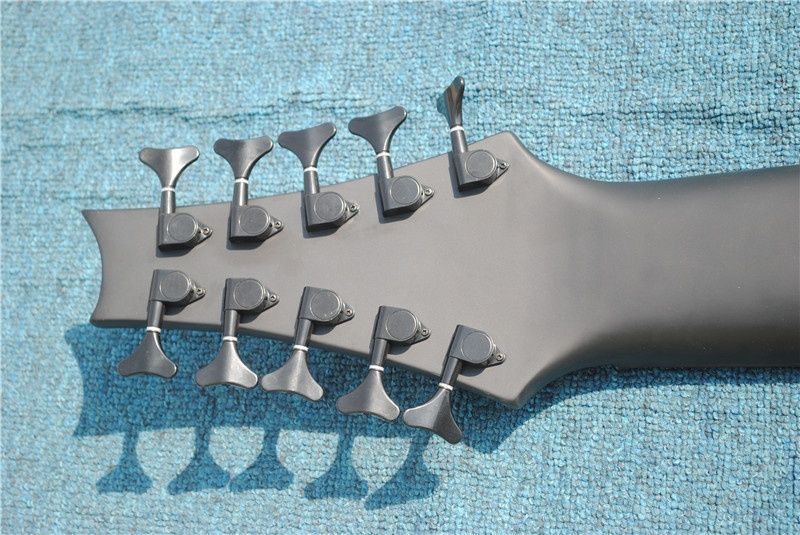 Custom Grand 10 Strings Electric Bass Guitar with Matte Black Finishing