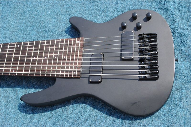 Custom Grand 10 Strings Electric Bass Guitar with Matte Black Finishing