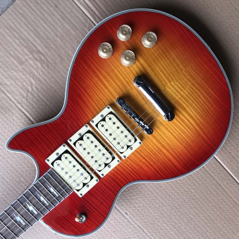 Custom Flamed Maple Top LP Cherry Burst Electric Guitar