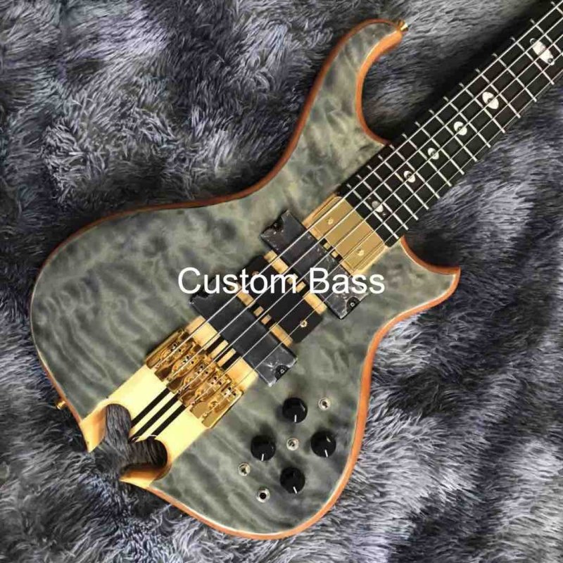 Custom Alembic style 5 strings electric bass guitar cut-out heart body