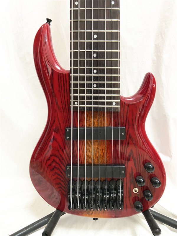 Custom 8 Strings Electric Bass with Active Pickup Burgundy White
