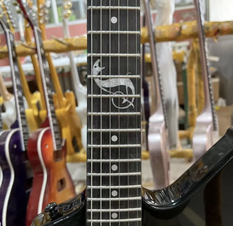 Custom ESP Style Snakebyte Electric Guitar Active Pickups in Black Color