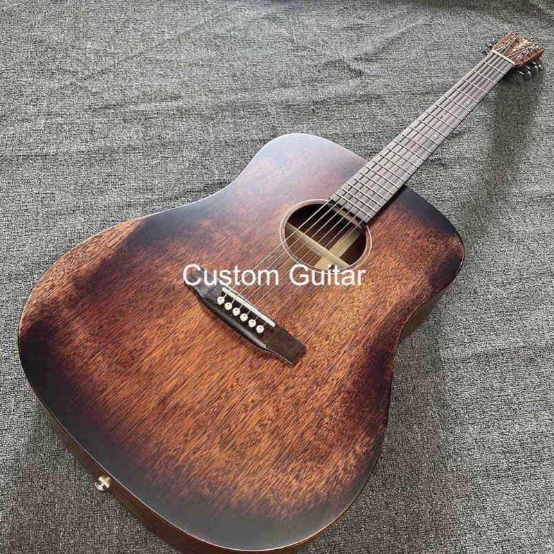 Custom Dreadnought All Mahogany Natural Acoustic Guitar in Vintage Color
