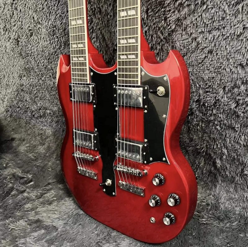 Custom SG Double Head Electric Guitar 12 Strings+6 Strings Transparent ...