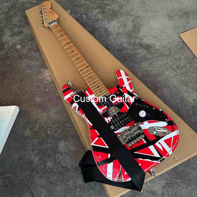 Custom EVH Eddie Van Halen Frank 5150 Relics Electric Guitar Decorated ...