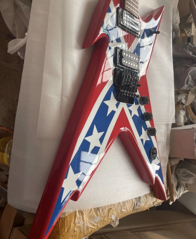 Custom Dean Razorback Dimebag Rebel Electric Guitar in Red Transparent ...