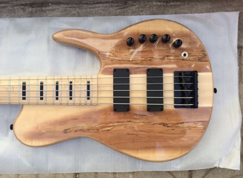 Custom 5 strings butter fly top electric bass guitar neck through body ...