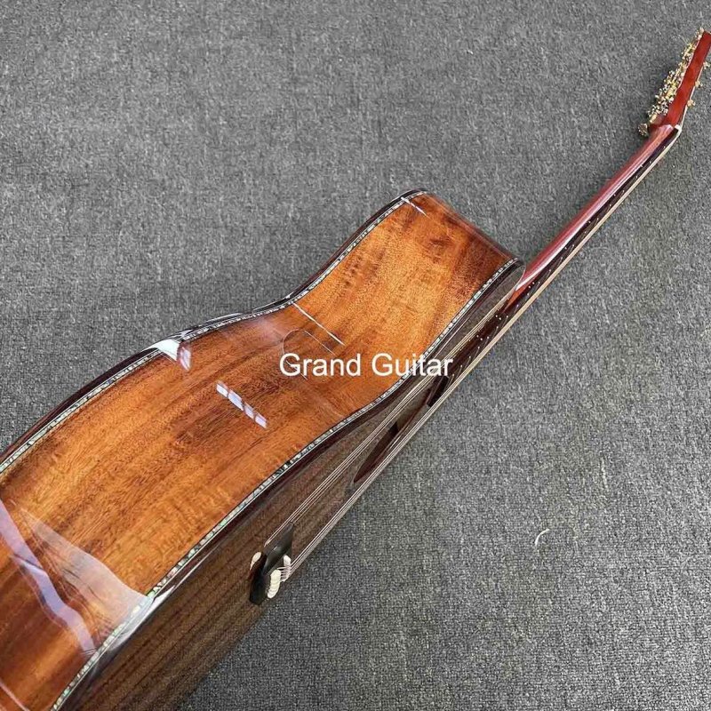 Custom Solid KOA Back Side OM Body Classic Acoustic Guitar Headstock ...