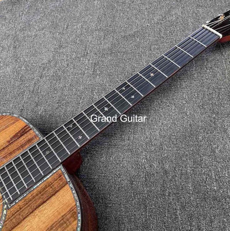 Custom Solid KOA Back Side OM Body Classic Acoustic Guitar Headstock ...