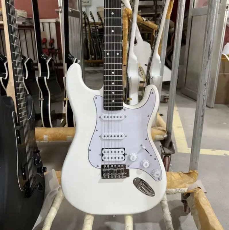 Custom Strat ST Electric Guitar, Cream White Color, Mahogany Body ...