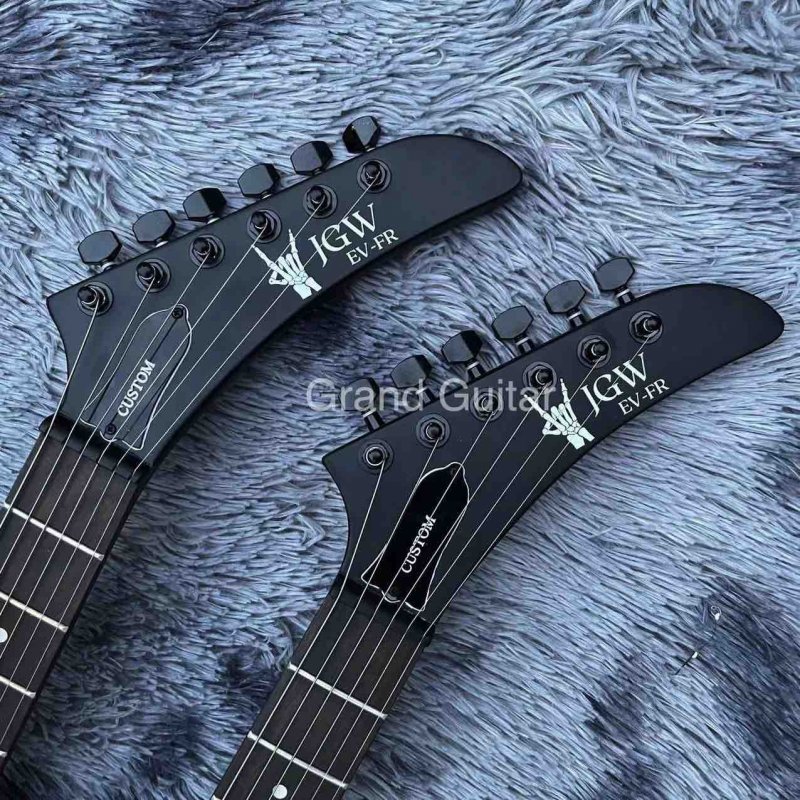 Custom Double Neck 6+6 Matt Black Finishing Explorer Style Electric Guitar