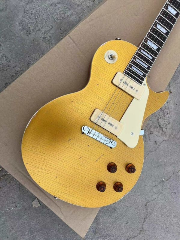 Custom LP Style electric guitar gold color accept OEM