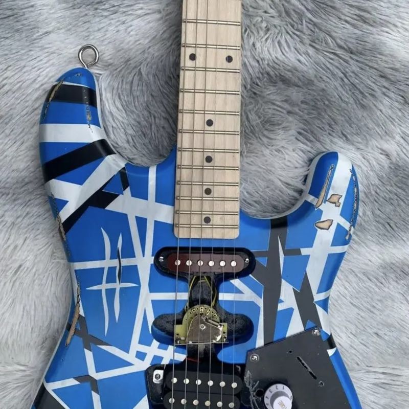 Custom Edward Eddie Van Halen Heavy Relic blue Electric Guitar Black ...