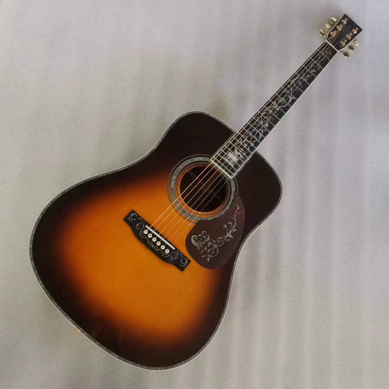Custom Dreadnought D-45 Sunburst Acoustic Guitar