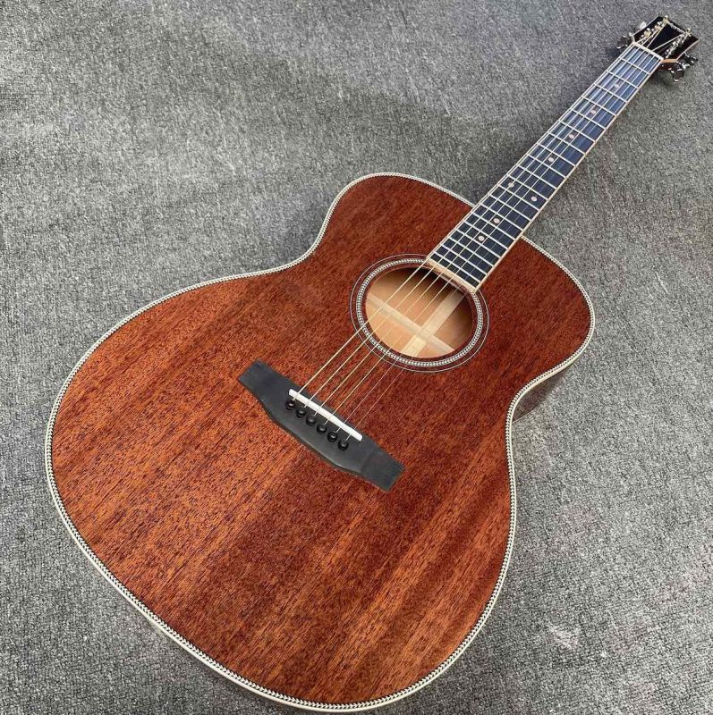 Custom Full Mahogany Wood 40 Inch OM Style Acoustic Guitar with ...