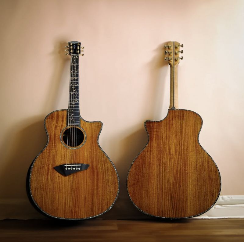 Custom GA 40" Natural Solid Koa Back Side AAAAAA Acoustic Guitar Flamed ...