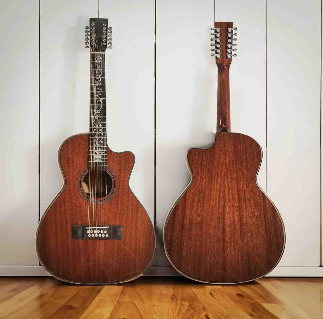 Custom Handcrafted OO Body Cutaway Acoustic Guitar with 12 Strings ...