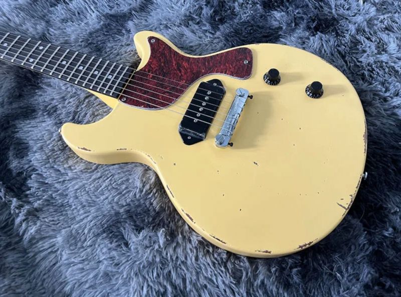 Custom GB Style Electric Guitar Hand Made Heavy Relic Yellow Color P90 ...