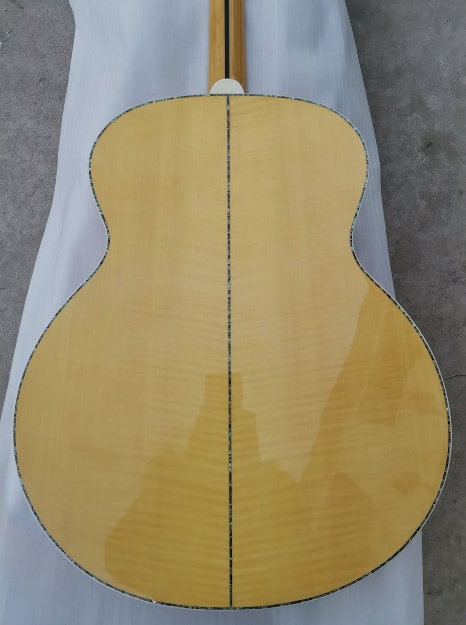 Custom 43 inch AAAAA all solid wood Jumbo acoustic guitar amber color ...