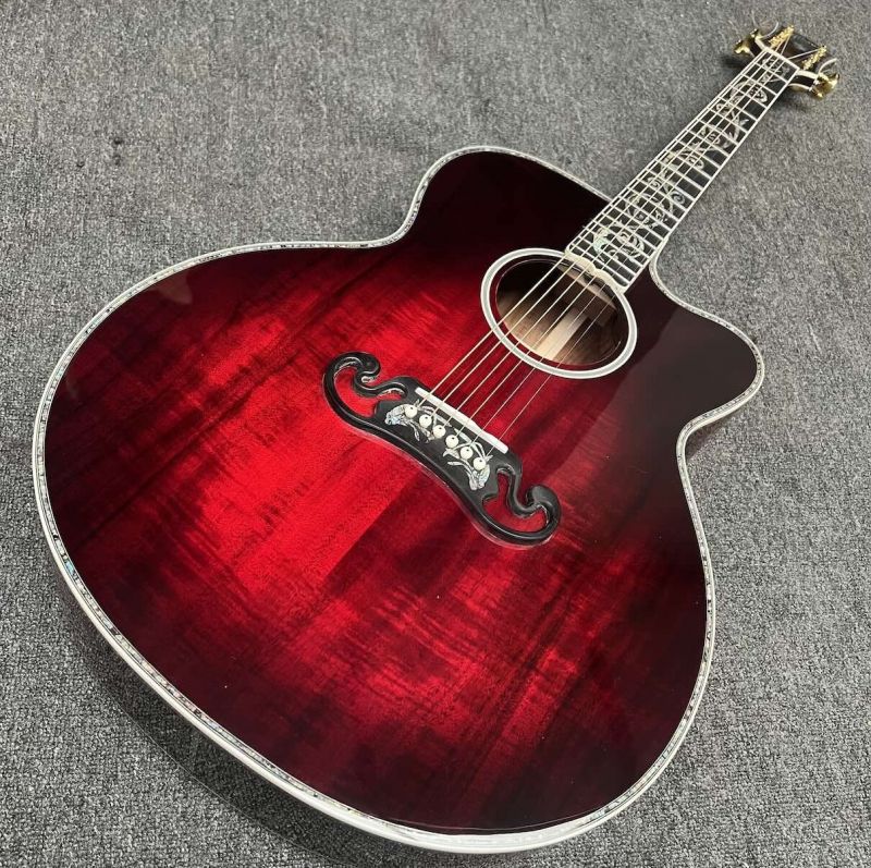 Custom Deluxe GB Style SJ200 Cutaway Solid KOA Top Jumbo Acoustic ...