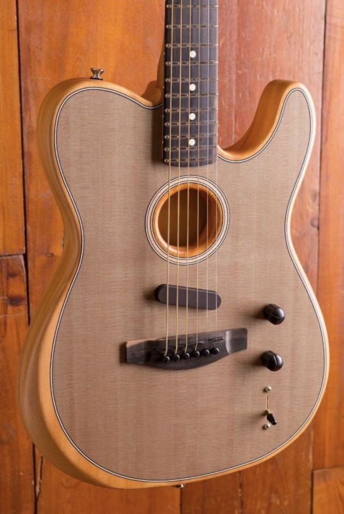 Custom Acoustasonic Tele Sonic Natural Electric Guitar Polyester Satin ...