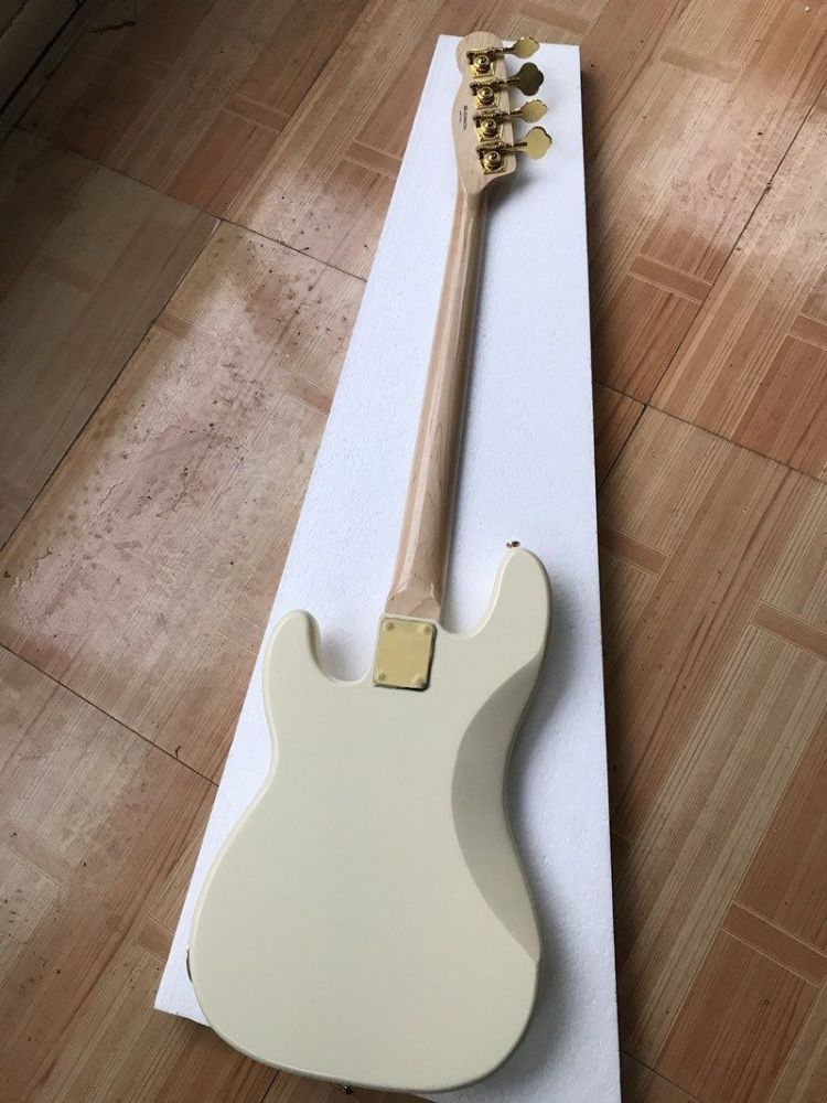 Custom TL style 4 strings bass in Cream color bass guitar with Gold ...