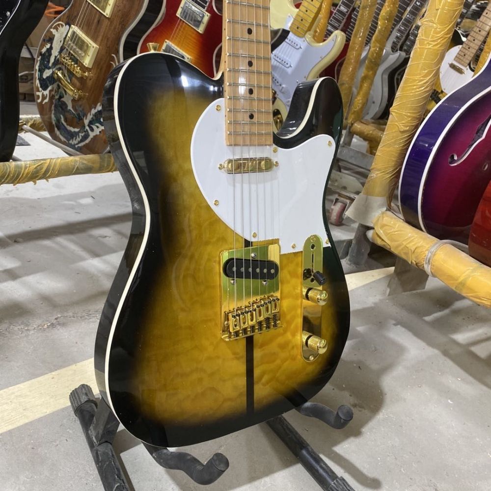 Tuff Dog Tele Electric Guitar AAA Cloud Maple Top Gold Hardware Maple ...