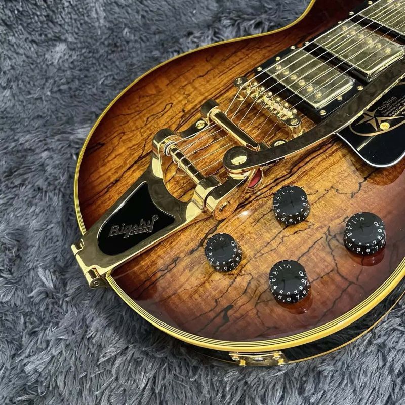 Factory Customized GLP Electric Guitar with Yellow Binding and Bigsby ...